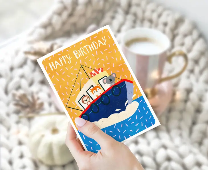 Happy Birthday Boat Card - Cards and Gift Wrap