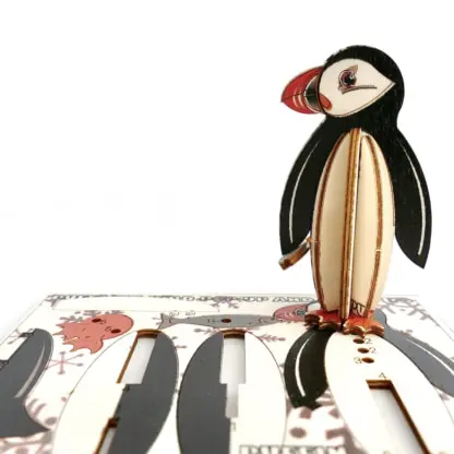 Puffin Wooden Pop Out Postcard - Cards and Gift Wrap